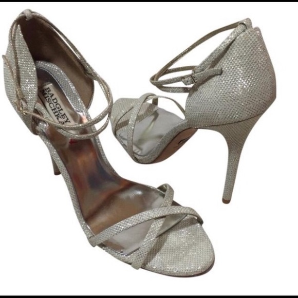 Badgley Mischka | Shoes | Badgley Mischka Dominique Silver Ankle Strap ...